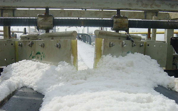 Plow discharger applied in salt industry transporting system