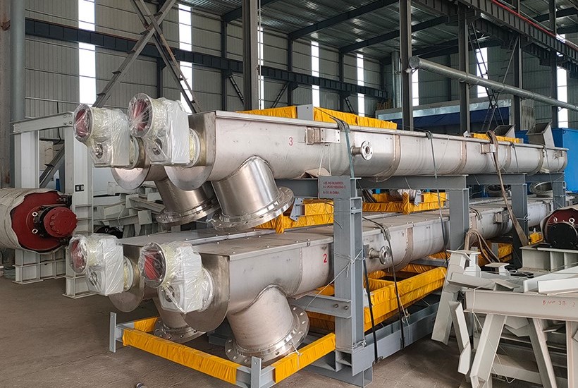 Stainless steel shaftless screw conveyors used for sludge were ...